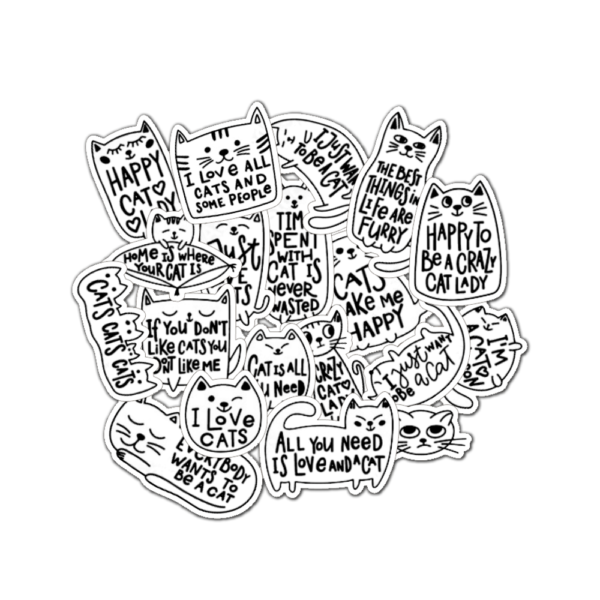 Stickers Gatitos Black x20 - VALU® Gráfica Creativa